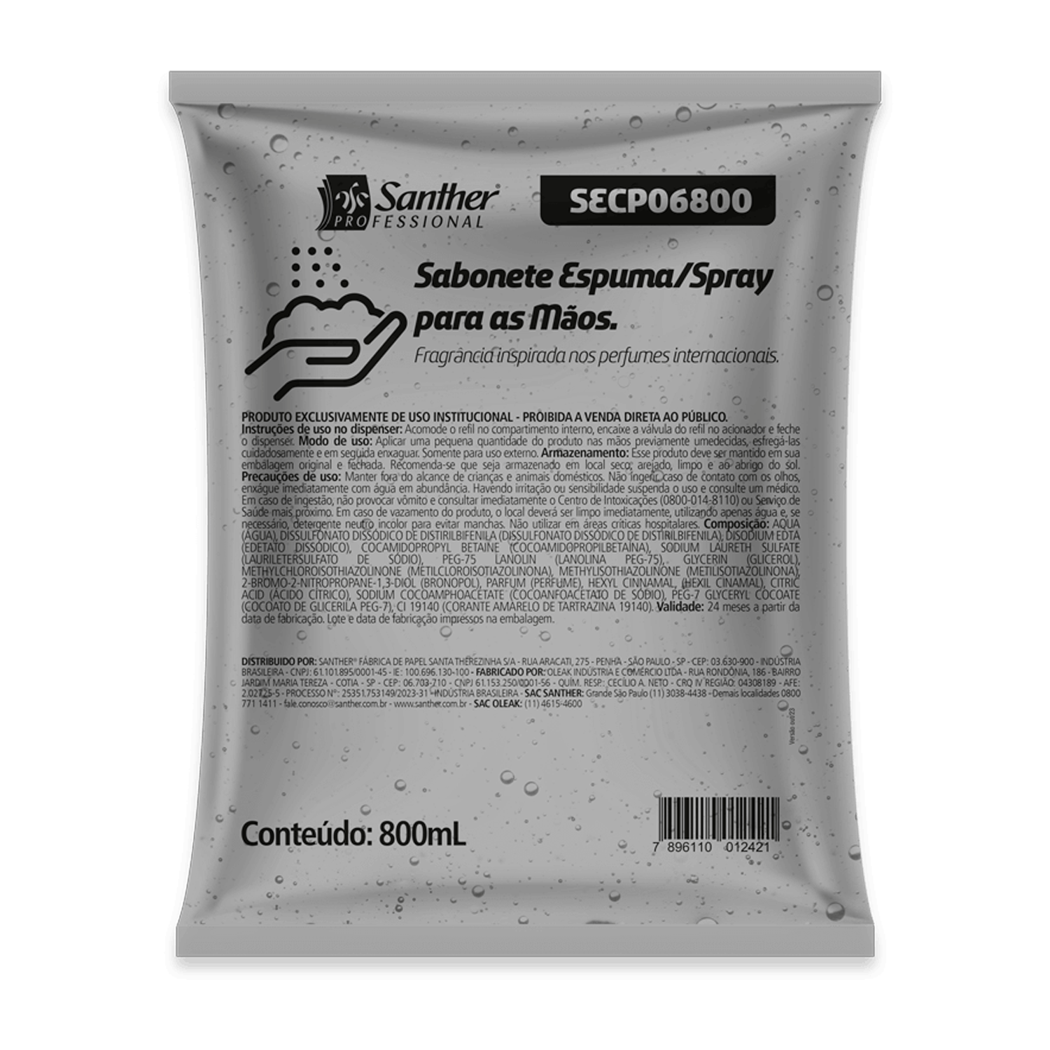 SECP06800 - Sabonete Espuma/Spray Santher Professional